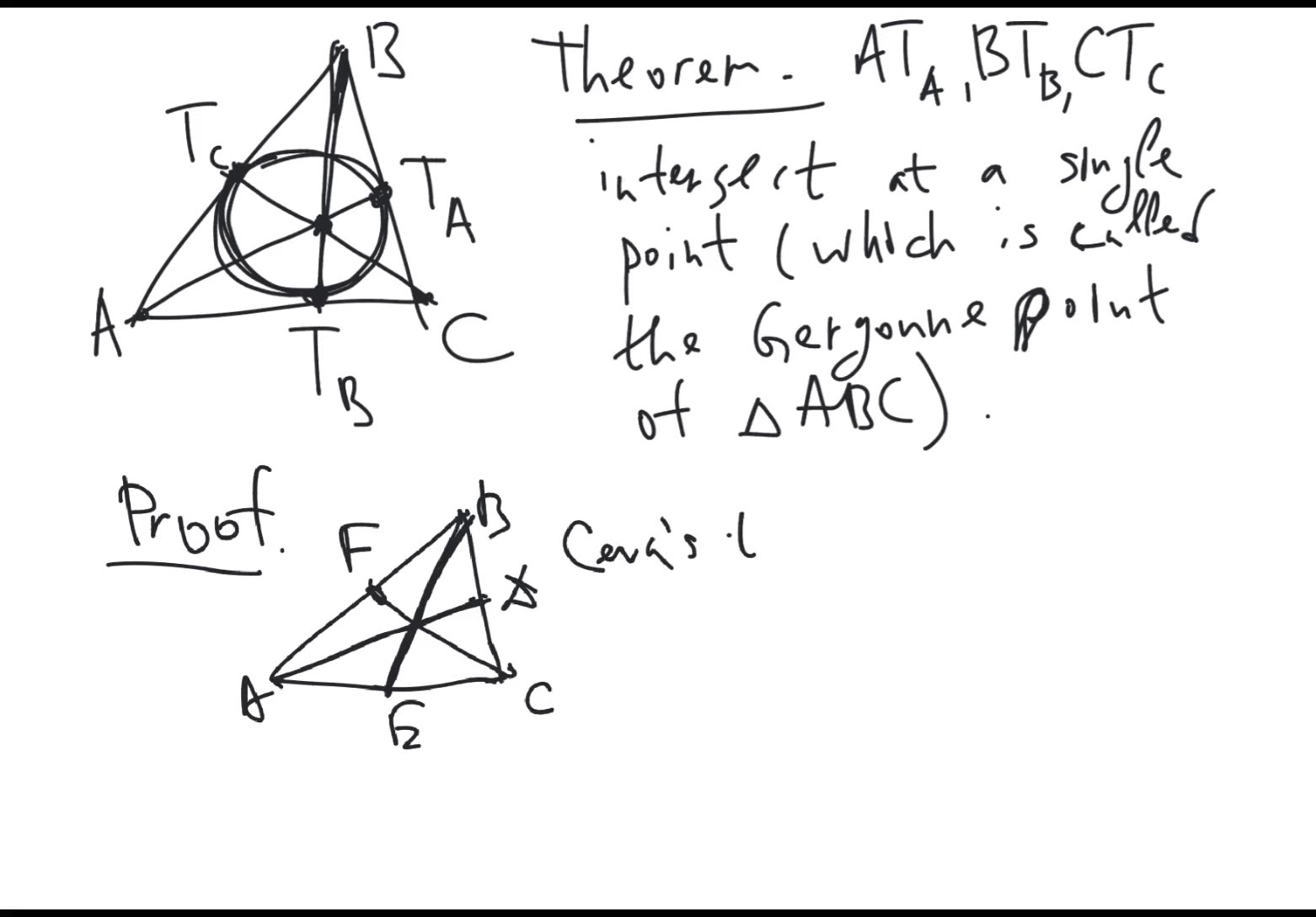 The Gergonne point of a triangle | plane geometry | intermediate level