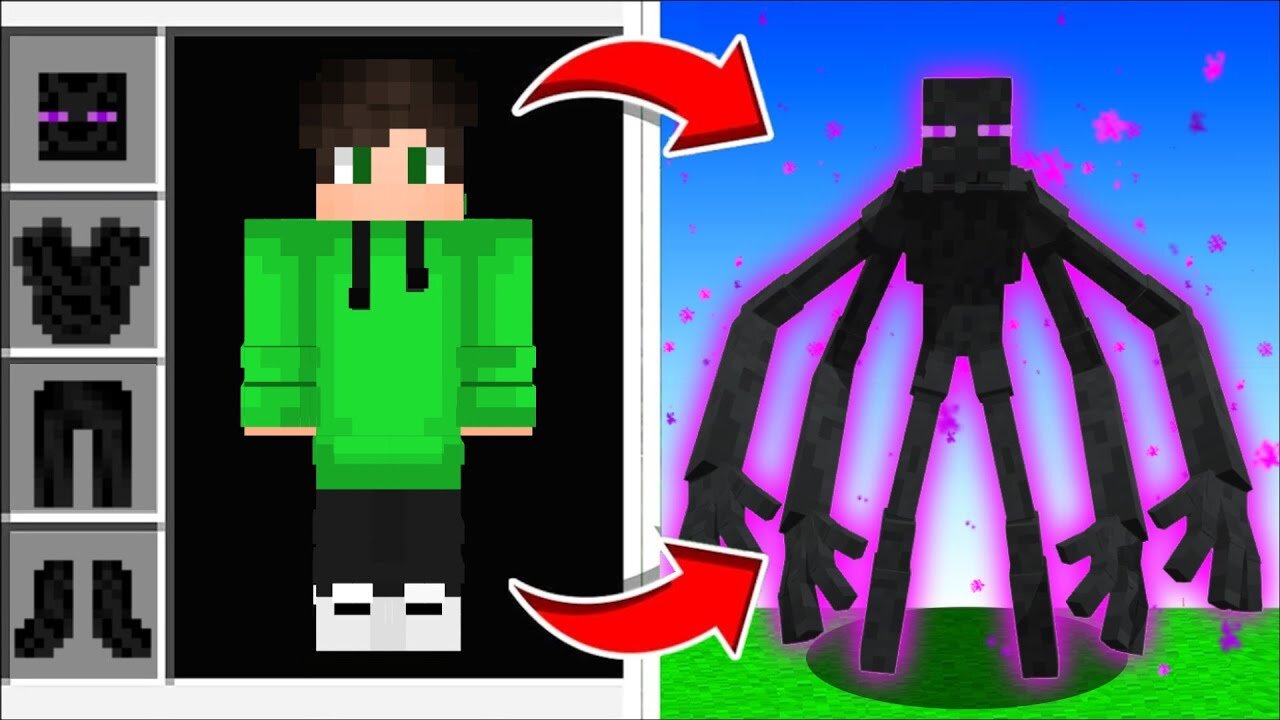 LIFE AS A MUTANT ENDERMAN IN Minecraft! (how to morph into mobs mod)