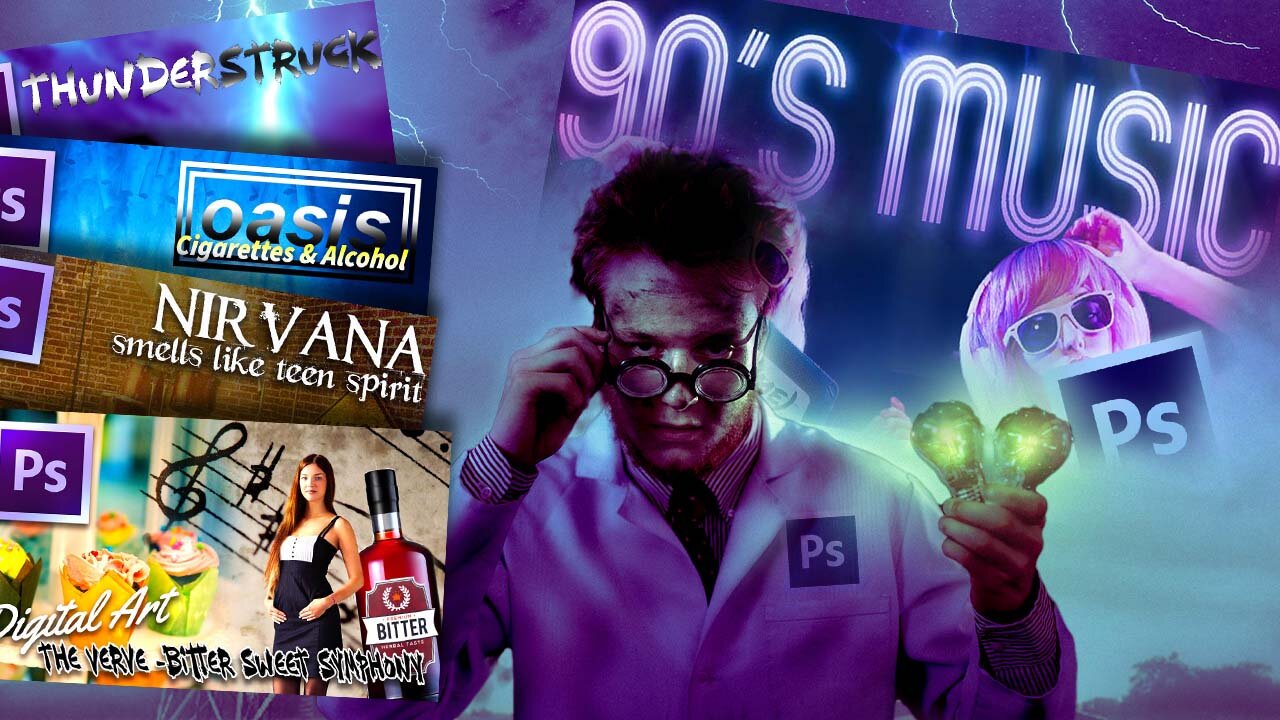 90s Music Mix (5 Songs) | Album Cover Photo Manipulation | Digital Brown