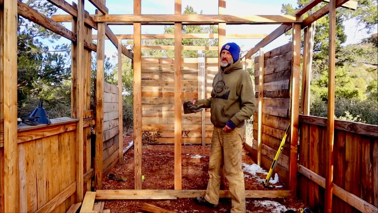 Off-Grid Cowboy Cabin Build: Keeping The Dirt Floors, Framing the Walls ...