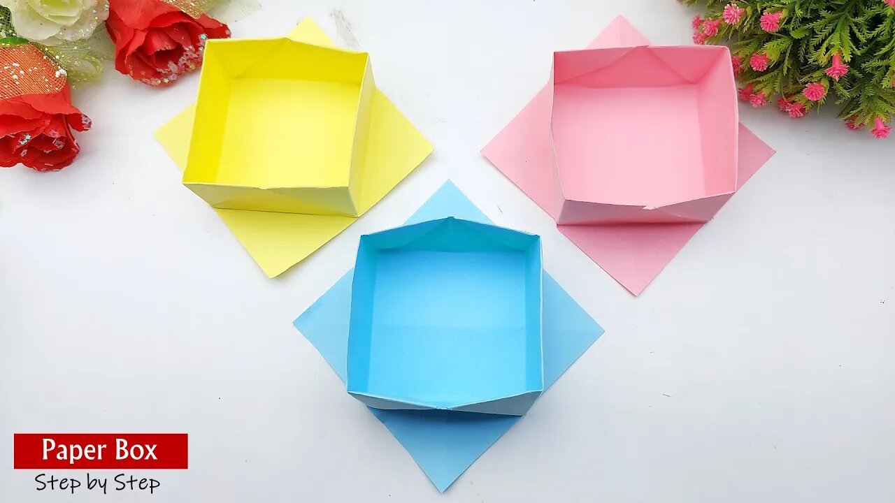 How to Make a Paper Box | Origami Box Making | Easy Paper Crafts Step ...