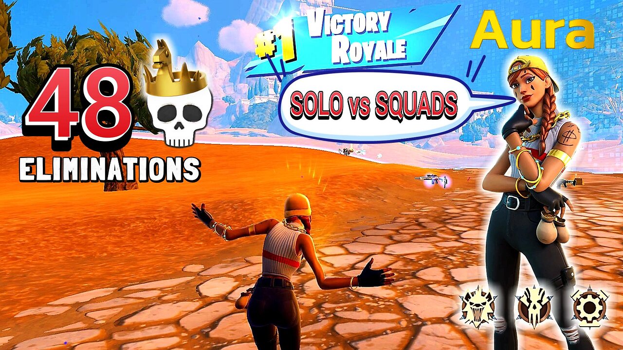 FORTNITE 48 ELIMINATIONS WINS: Aura Skin | Gameplay Solo vs Squads PC ...