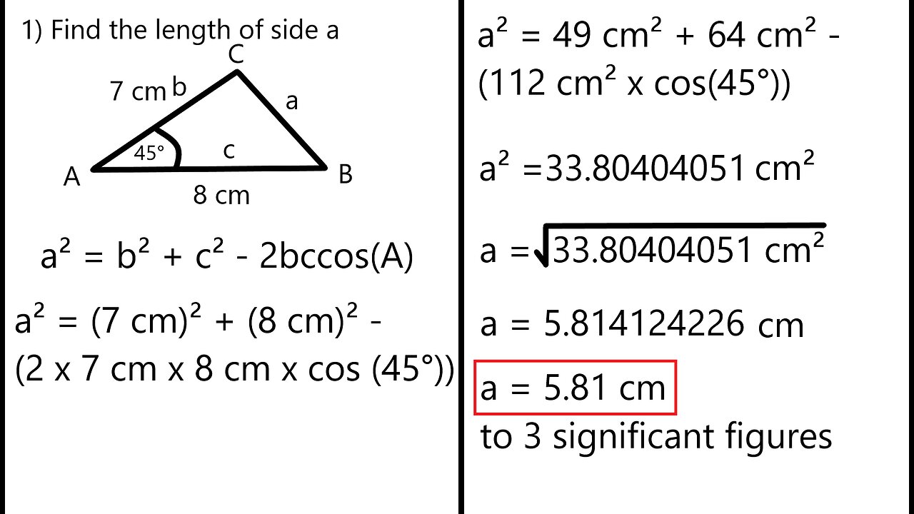 Cosine Rule Explained - And Side Example Included - Part 1 - Viewer ...
