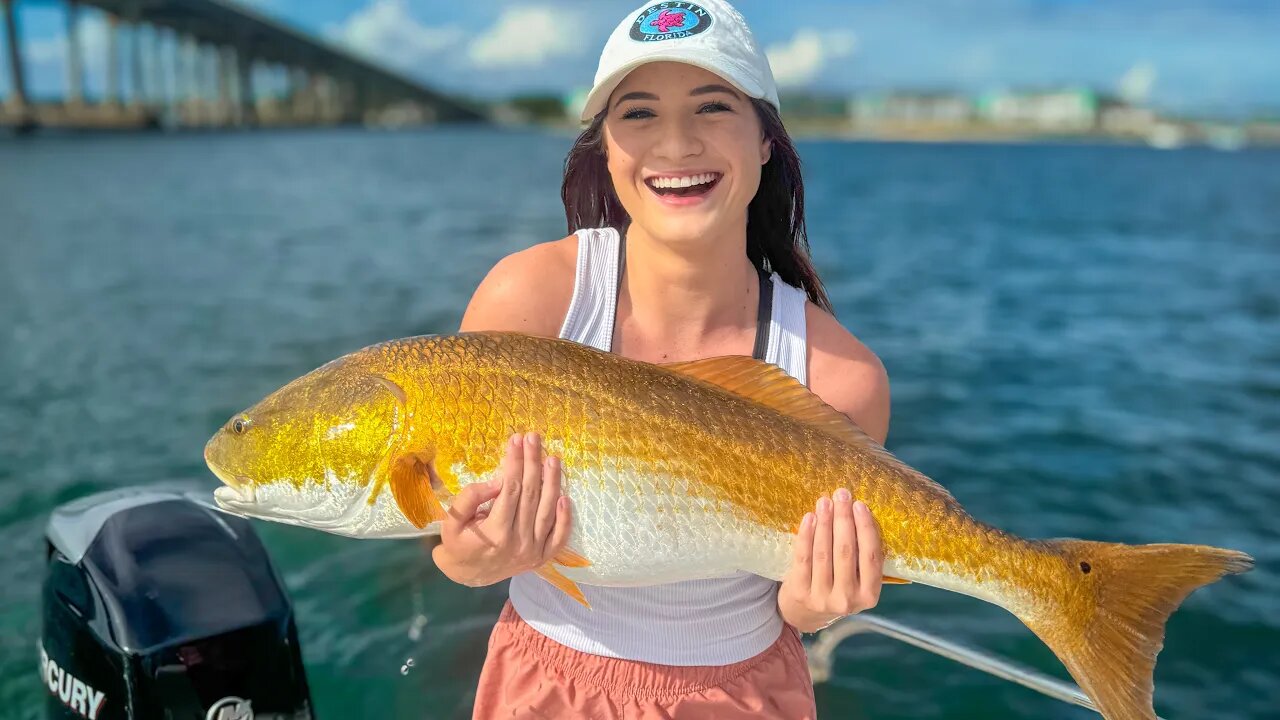Tiny Wife VS Her FIRST Redfish | EPIC Fight!