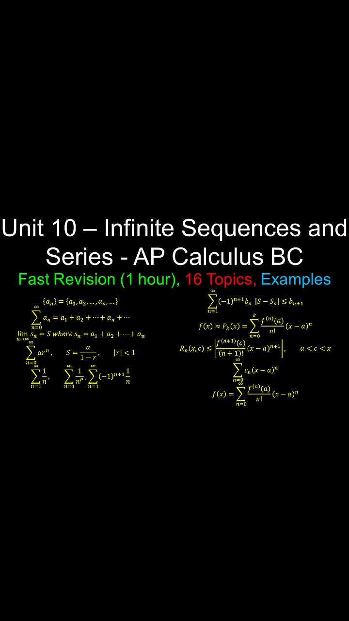Infinite Sequences and Series, Fast Revision, Worked Examples - Unit 10 ...