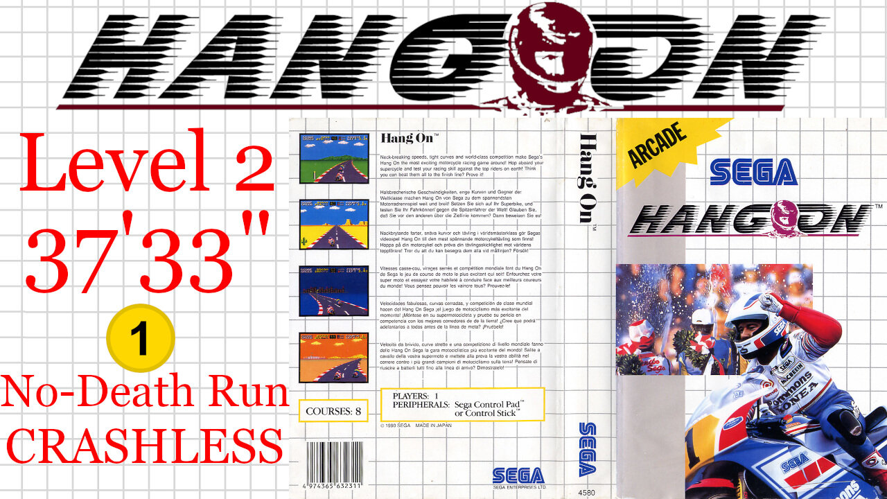 Hang-On [SMS 1987] Level 2 NDR CRASHLESS [37'33"] WR🥇 | SEGA Master System Marceau