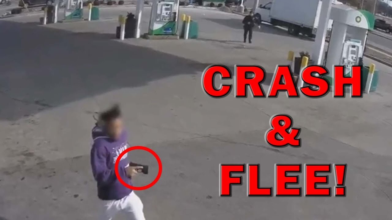 Suspect Flees With Firearm After Crashing Into Car On Video! LEO Round ...