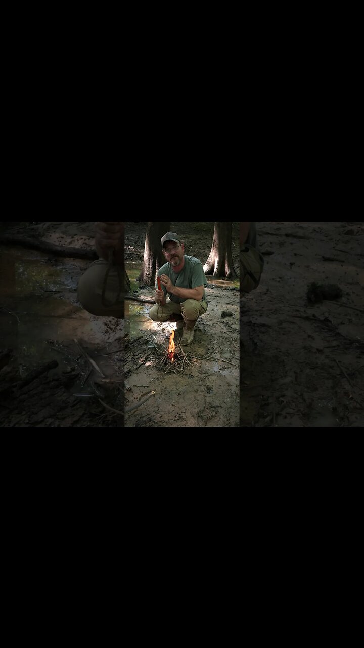 Prepared 4X survival torch soaking in water #bushcraft #camping #survival