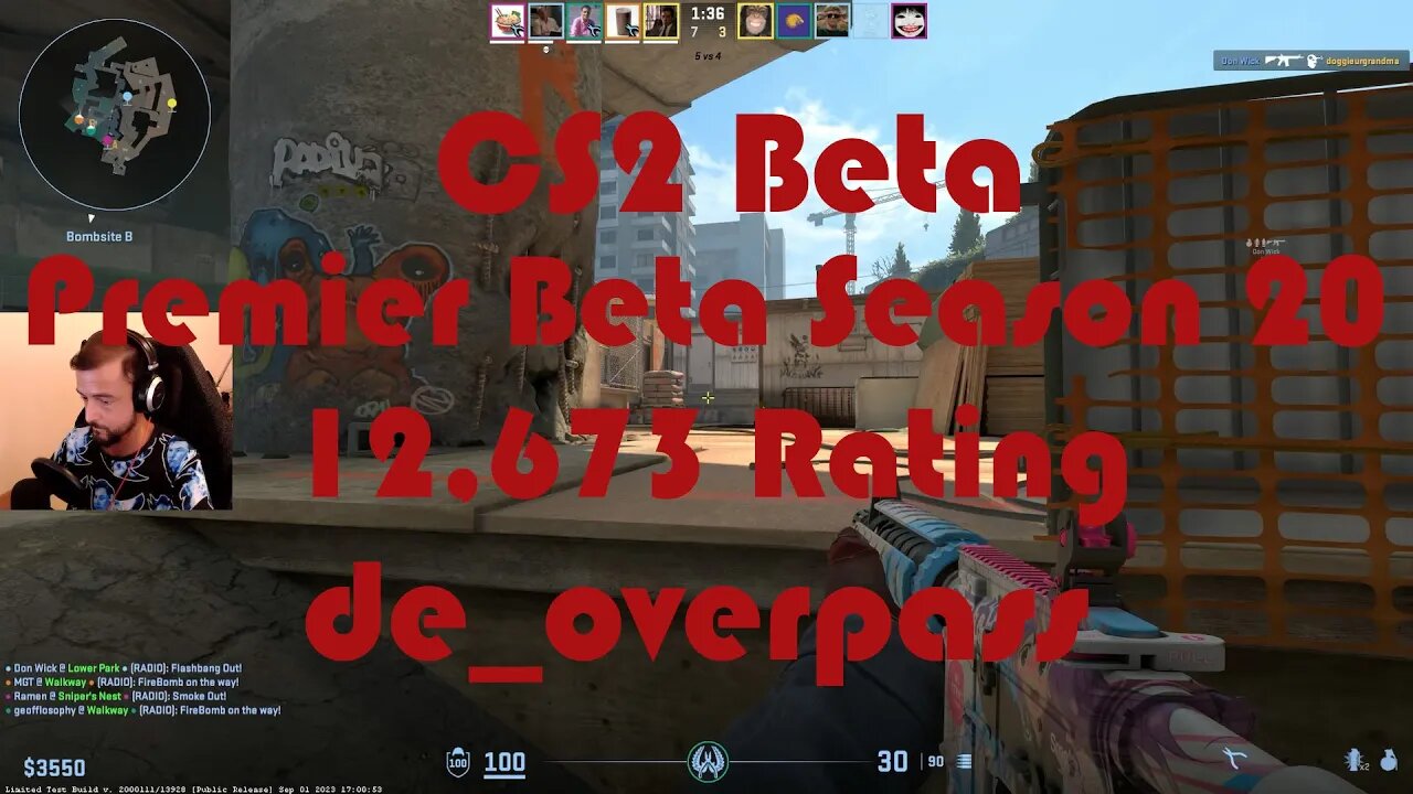 CS2 Beta - Premier Matchmaking 20 - Beta Season - 12,673 Rating - de_overpass