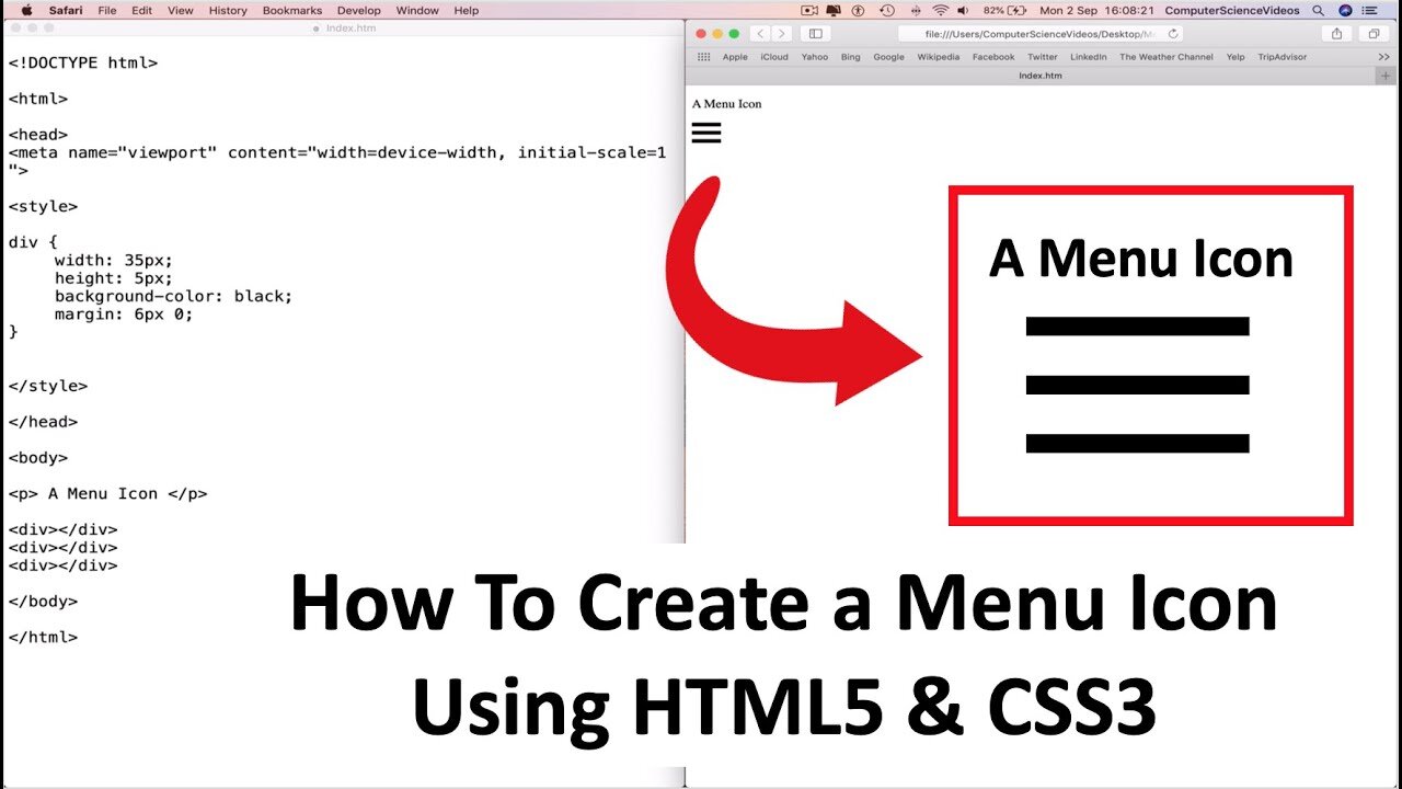 How To Program A Menu Icon Using Html5 And Css3 Basic Tutorial New 3323
