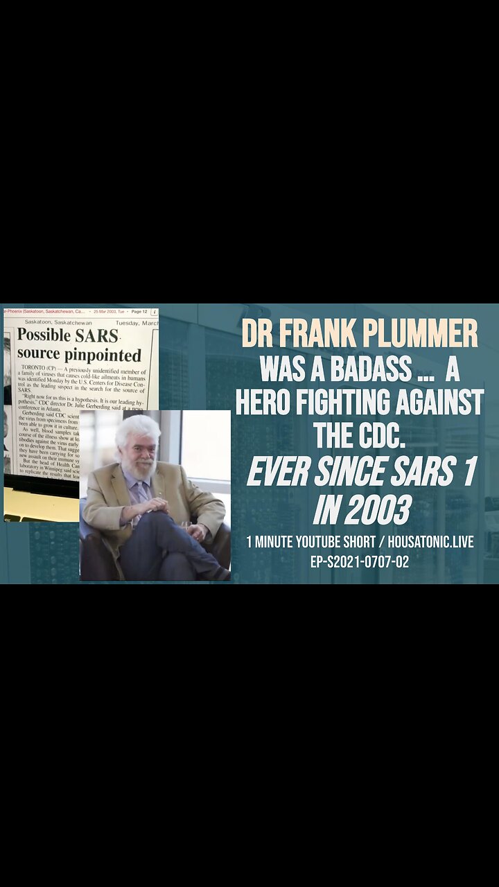 Dr Frank Plummer was a badass … A hero fighting against the CDC. Ever ...