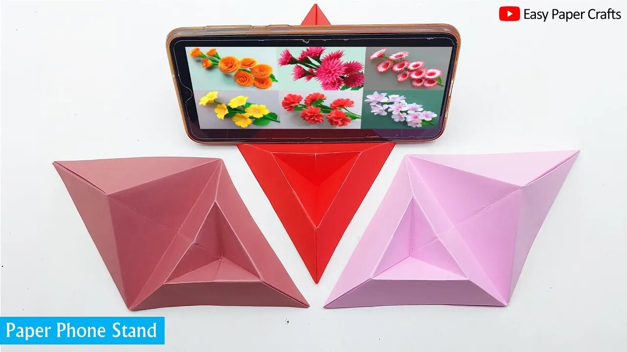Easy Paper Crafts: How to Make Paper Phone Stand | Foldable Paper ...