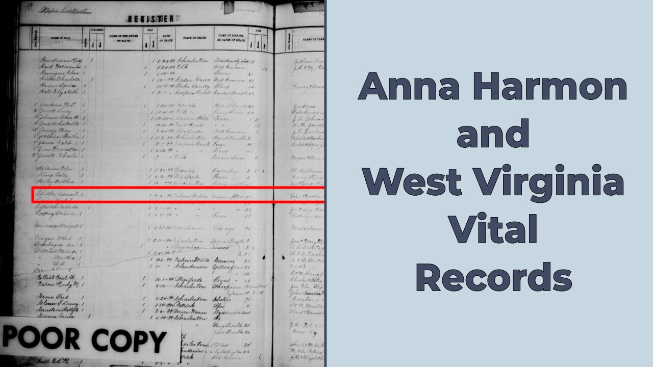 Anna Harmon (1845-1899) and West Virginia Vital Records