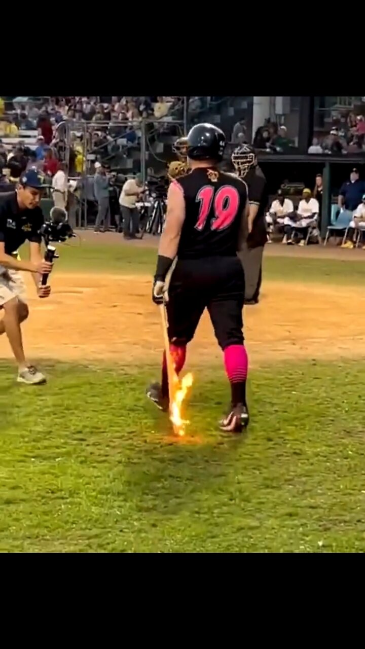 Amateur Baseball Player Lights Bat On FIRE & Smokes A Single During Game