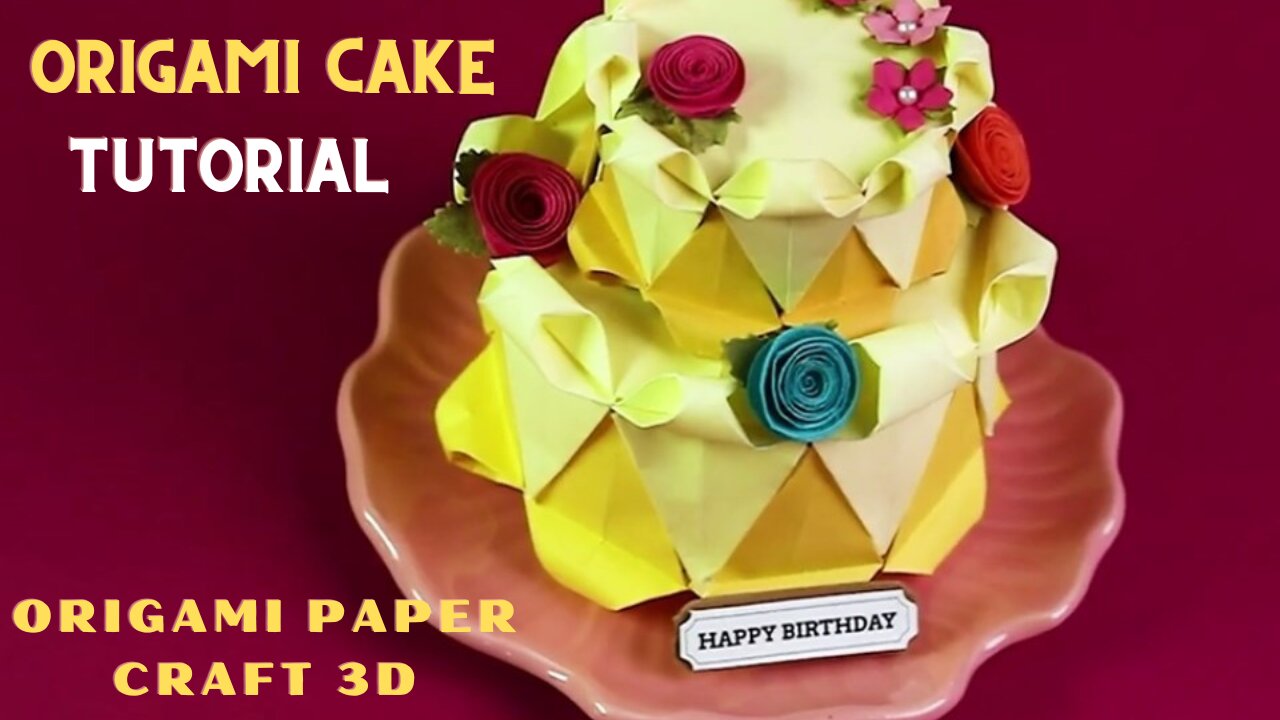 Origami Cake Tutorial | Origami Paper Craft 3D Paper Cake Origami Cake ...