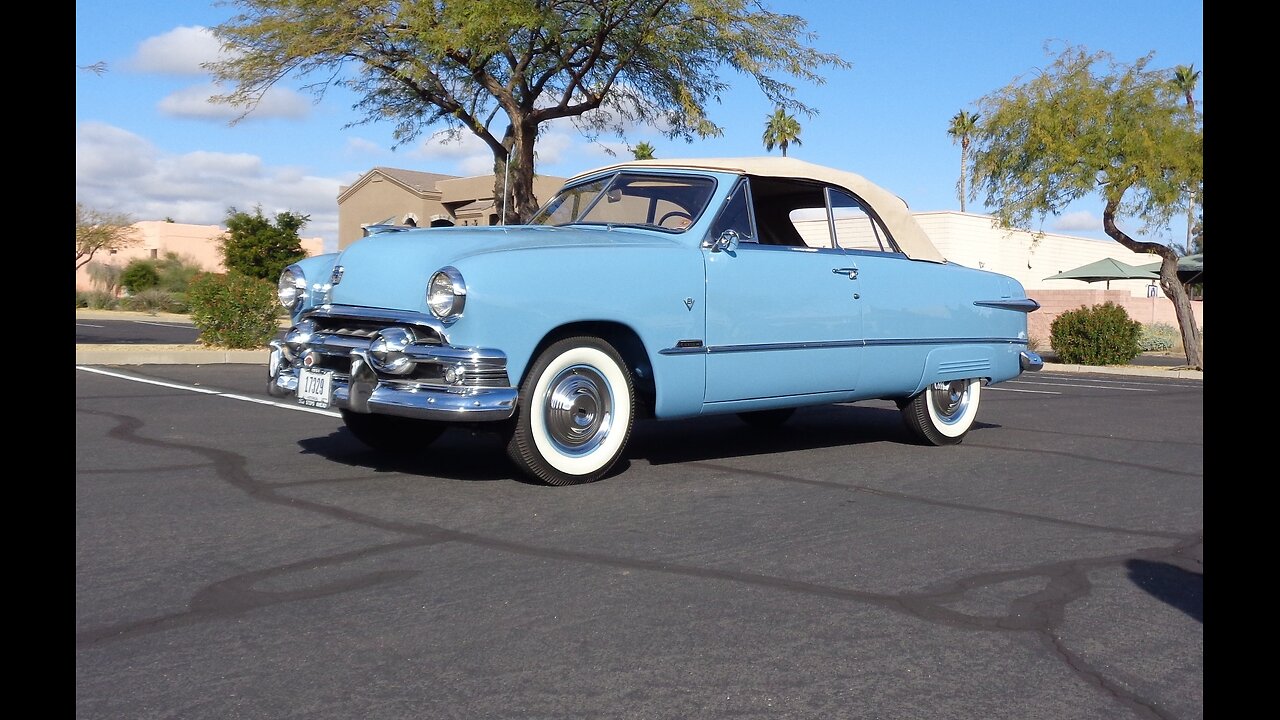 1951 Ford Custom Convertible in Alpine Blue & V8 Engine Sound on My Car ...
