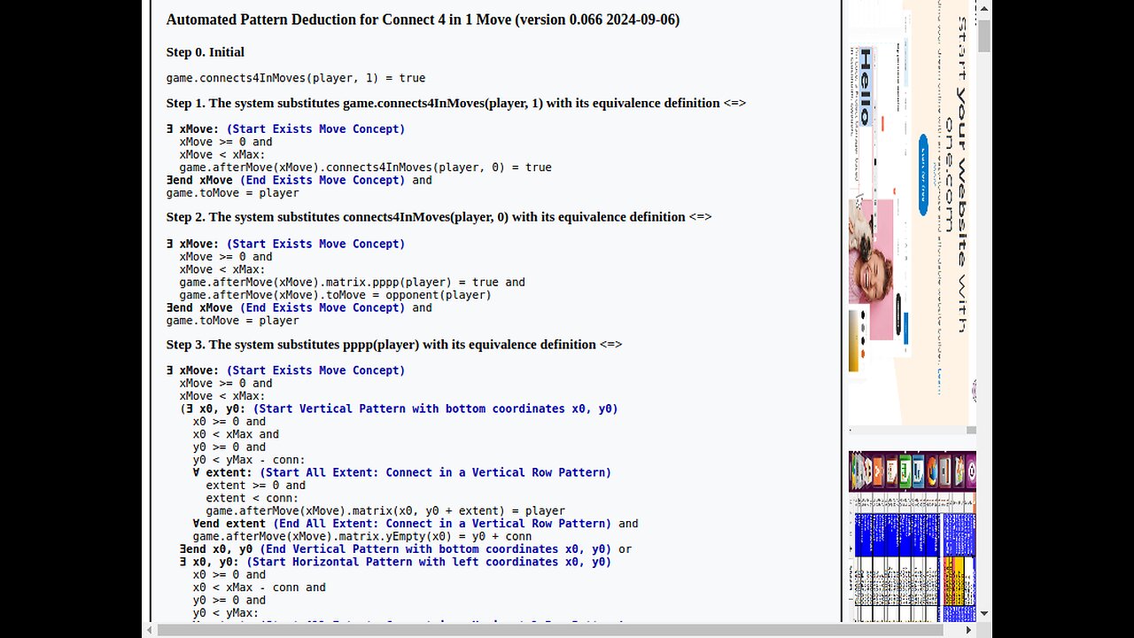 Pattern Deduction for Connect 4 in 1 Move (AI 0.037 2024-08-02) - Steps ...