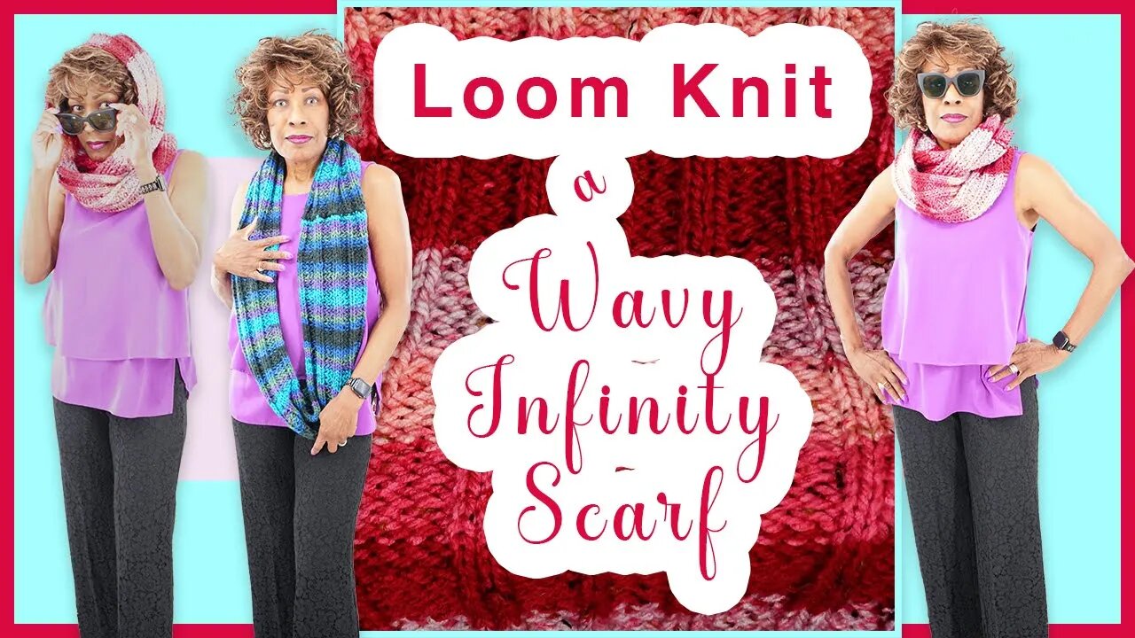 How To Loom Knit A Wavy Infinity Scarf - Easy - Two Stitches - Wambui ...