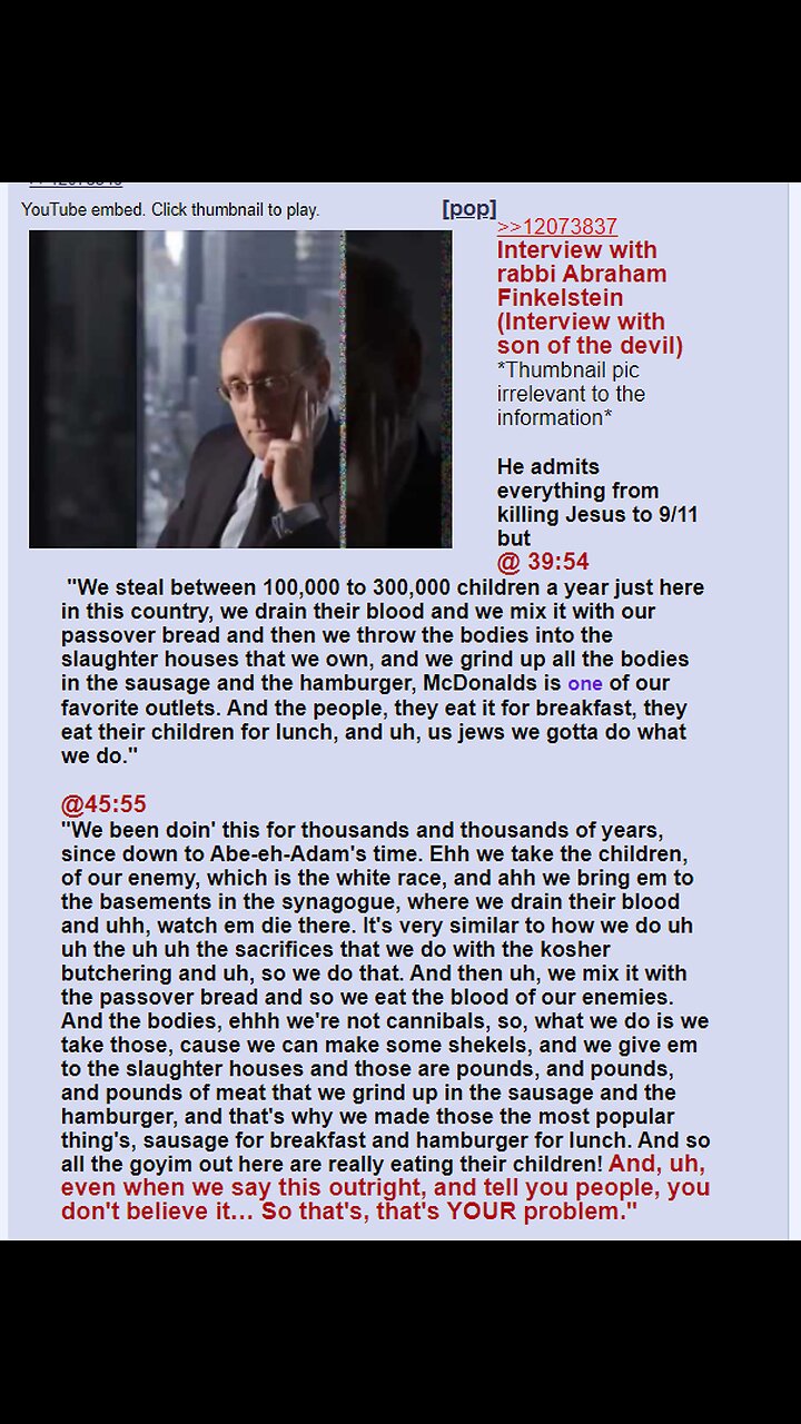 Interview with rabbi Abraham Finkelstein (Interview with son of the devil)