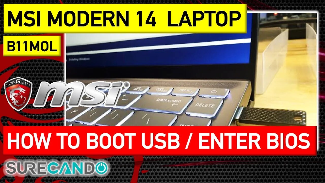 MSI MODERN 14 B11MOL How to boot from USB Install Windows Linux Disable ...