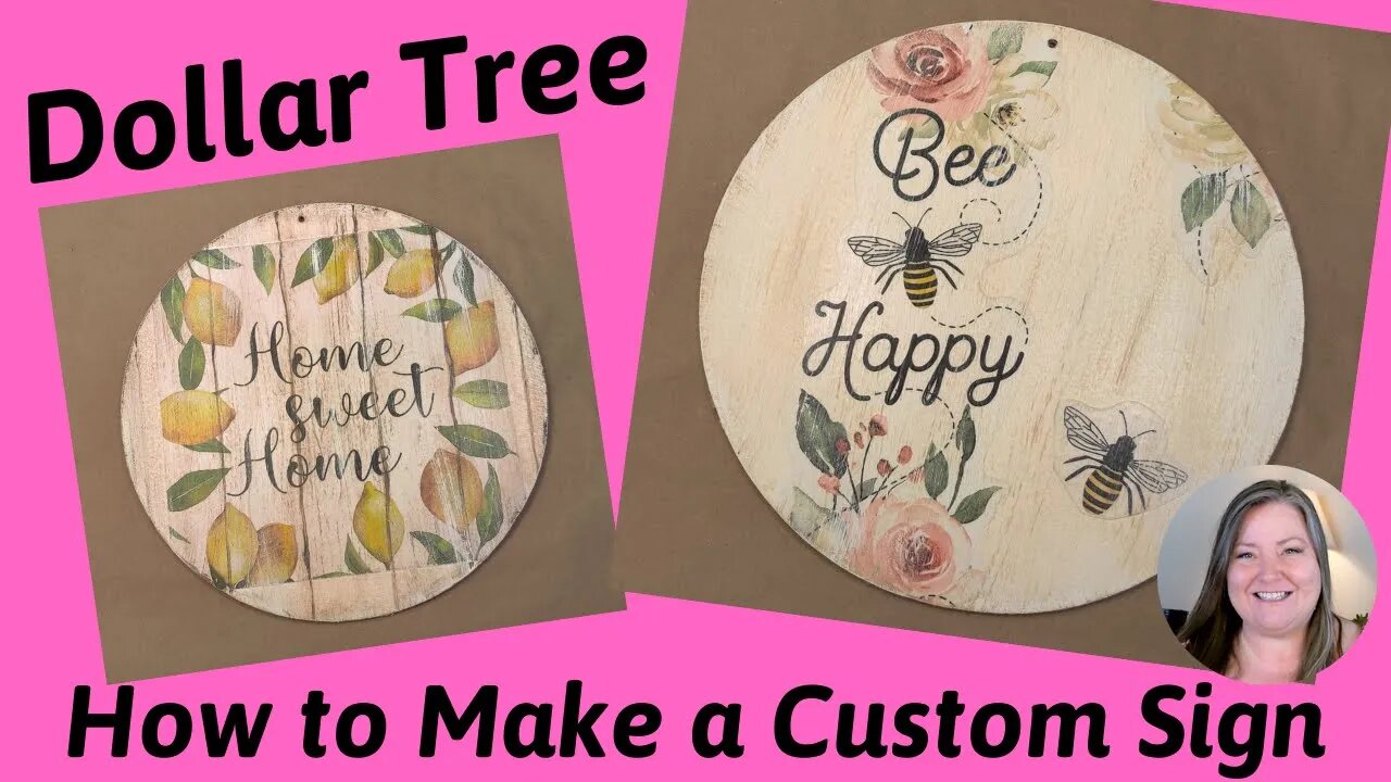 How to Make a Custom Sign ~ Lemon Sign DIY ~ Bee Sign DIY ~ Dollar Tree ...