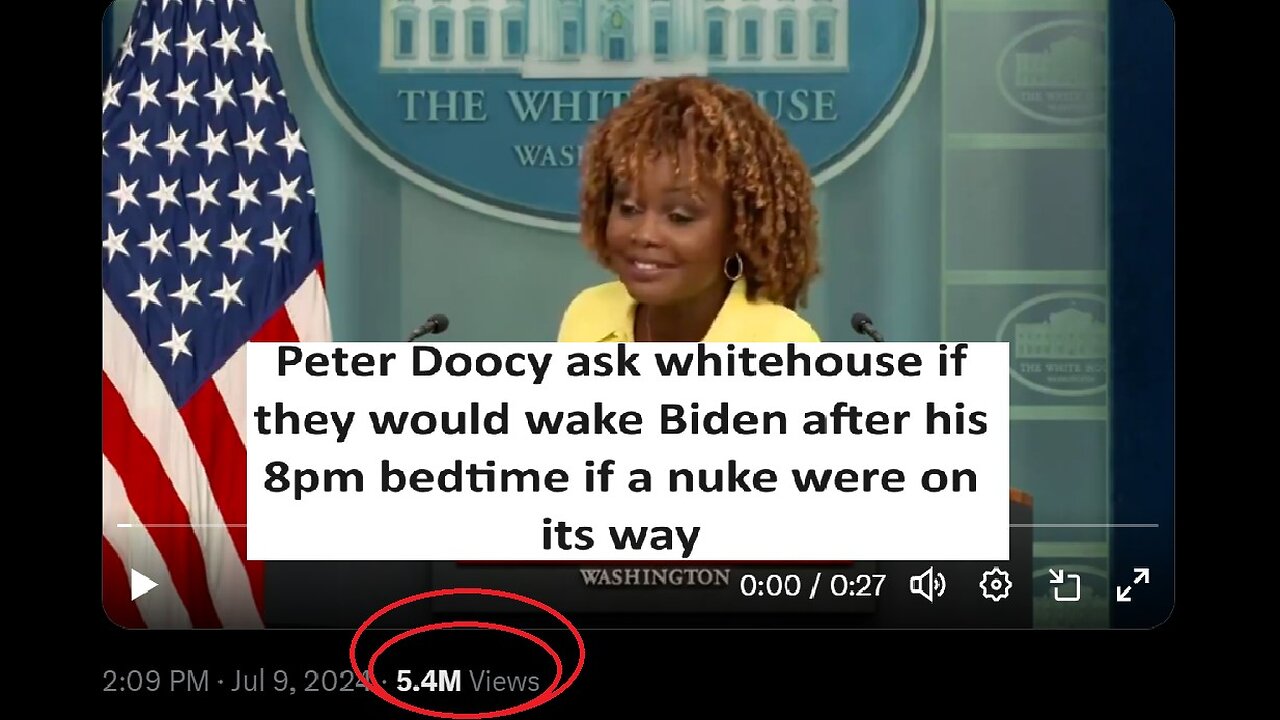 Peter Doocy ask Karine Jean Pierre if they wake Biden if news of a Nuke ...