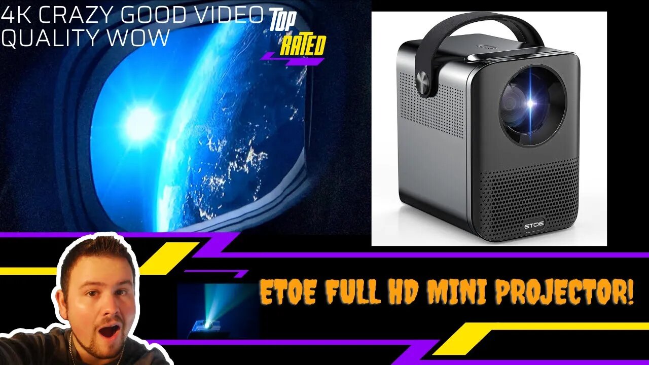 ETOE Native 1080P Full HD Mini Projector, 4K Supported