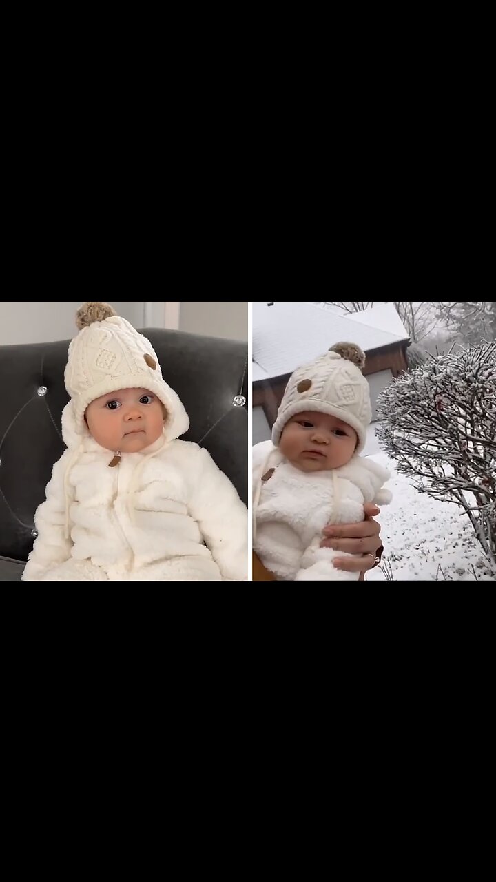 Baby has mixed feelings about first snowfall experience