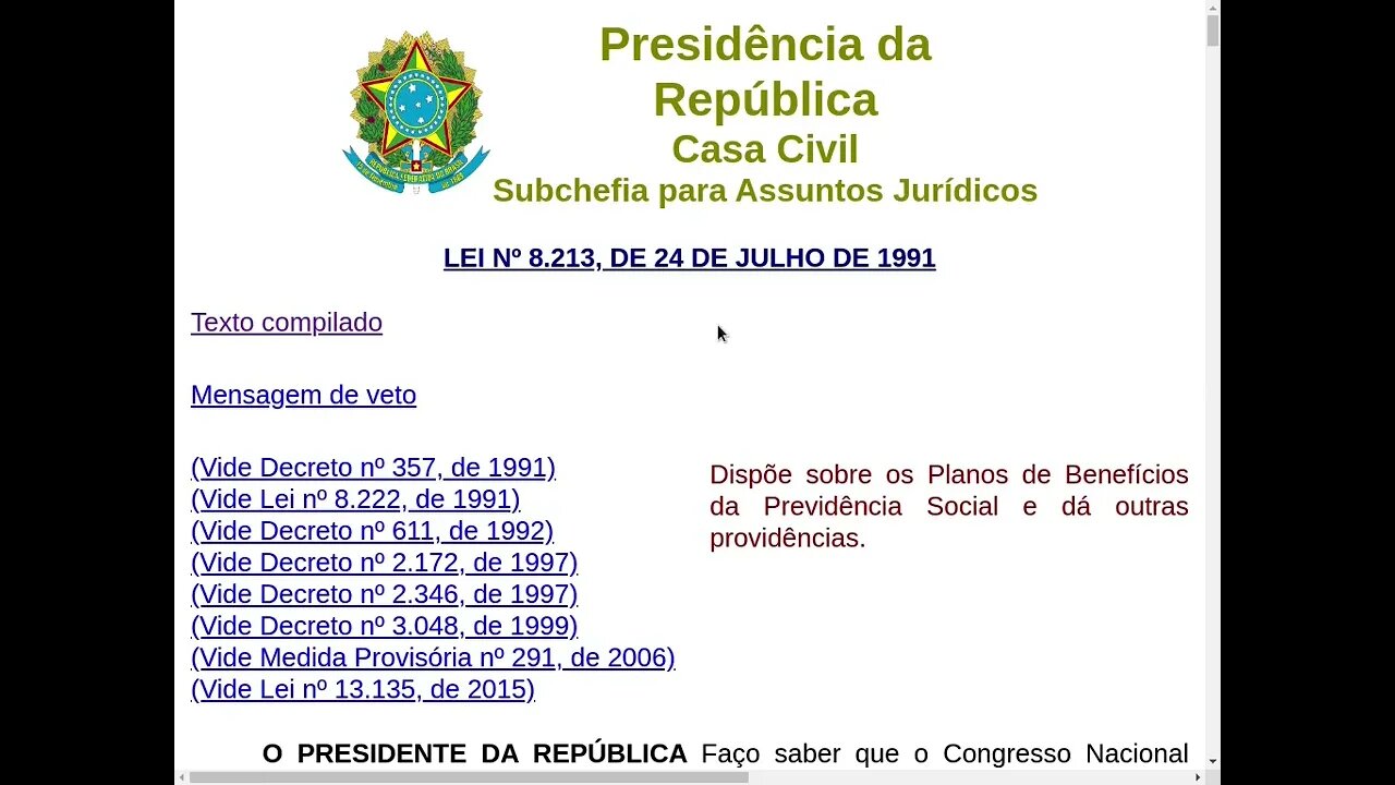 Leitura da Lei 8213 Título ii - Planos de Benefícios da Previdência ...