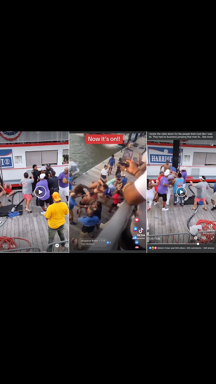 100 person Brawl 🤼‍♂️ Montgomery AL RiverWalk Brawl Security Guard 👮‍♂️ ...