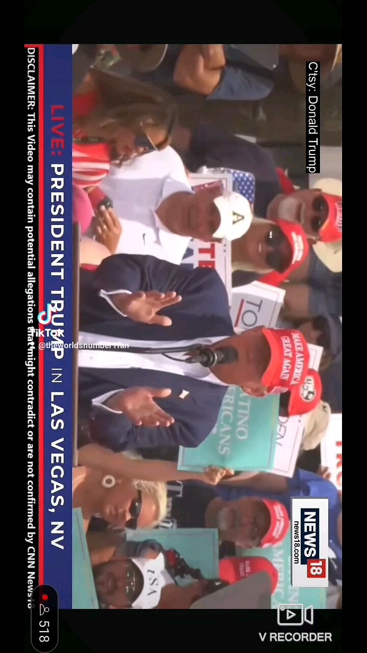 Donald Trump makes fun of Joe Biden at a Trump rally in Las Vegas, Nevada.
