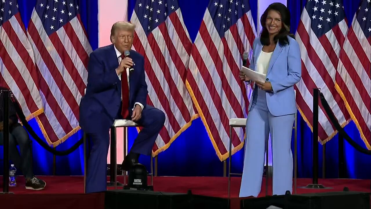 Donald Trump participates in a Town Hall moderated by Tulsi Gabbard in ...