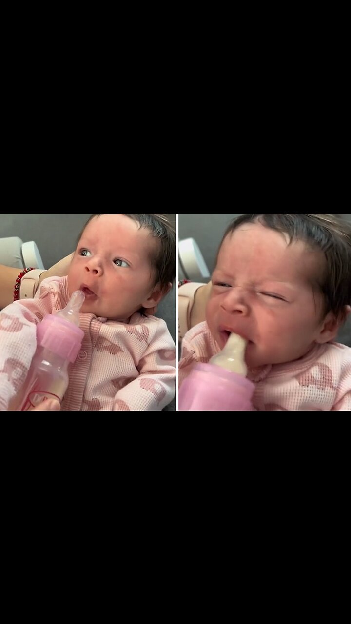 Baby hilariously transitions from breast milk to formula