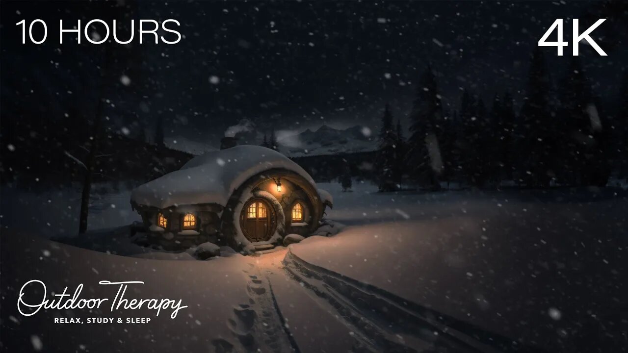 The COZIEST Blizzard in a HOBBIT HOUSE in the Woods | Low Rumbling Wind ...