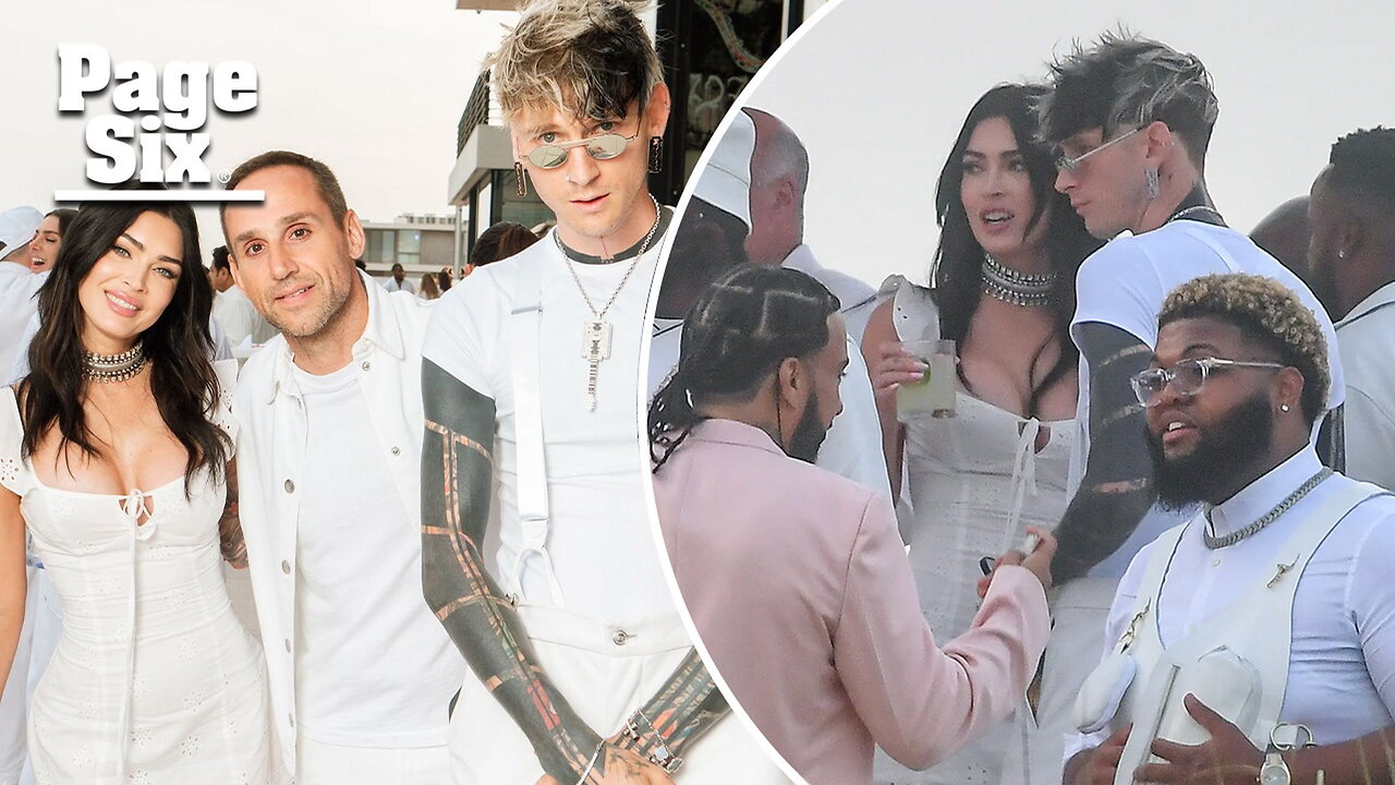 Megan Fox and MGK stay close at Michael Rubin's star-studded white ...
