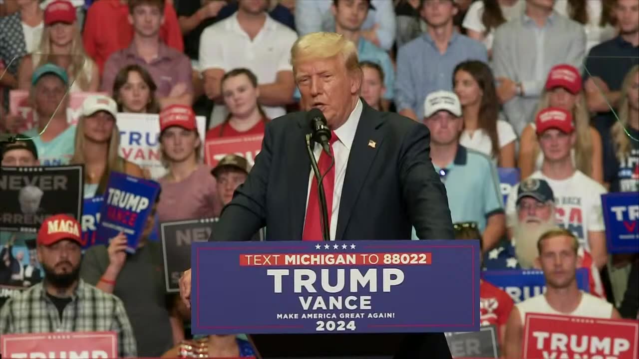 Donald Trump and JD Vance hold campaign rally in Grand Rapids, Michigan ...