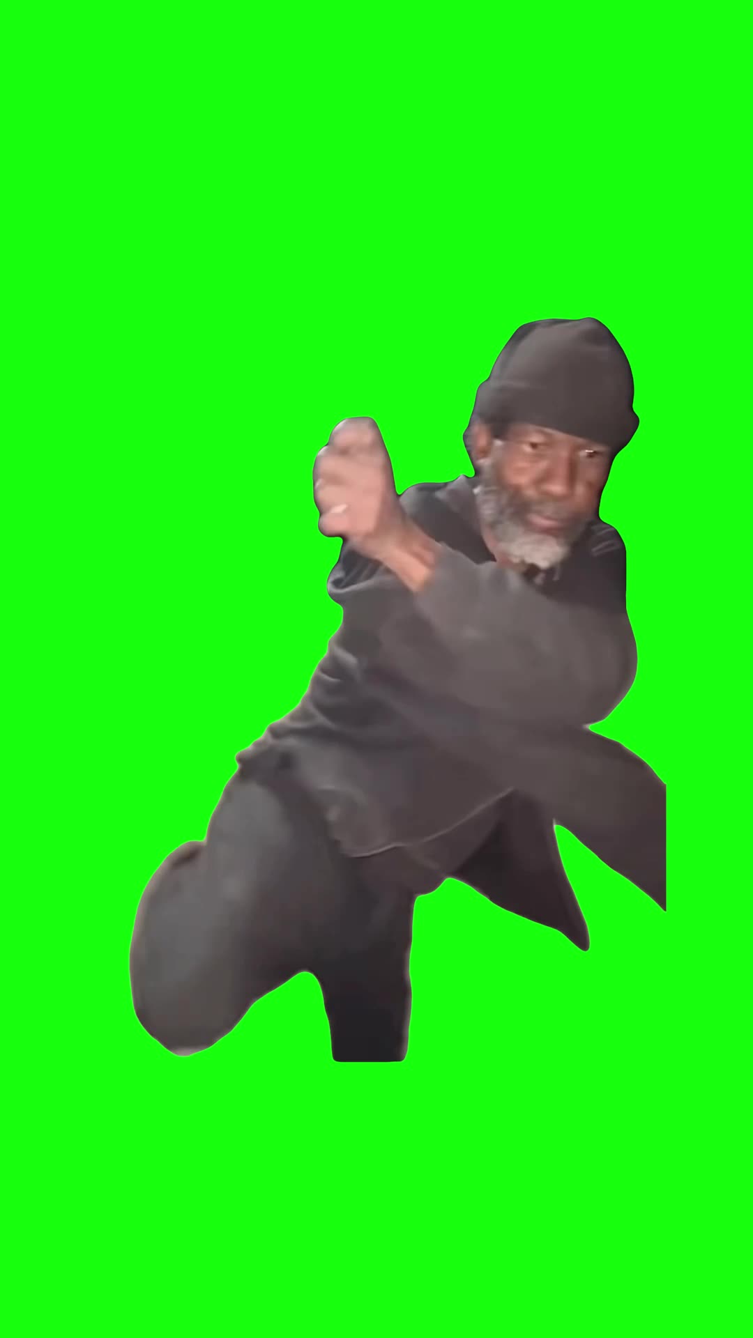 Homeless Man Doing Karate | Green Screen