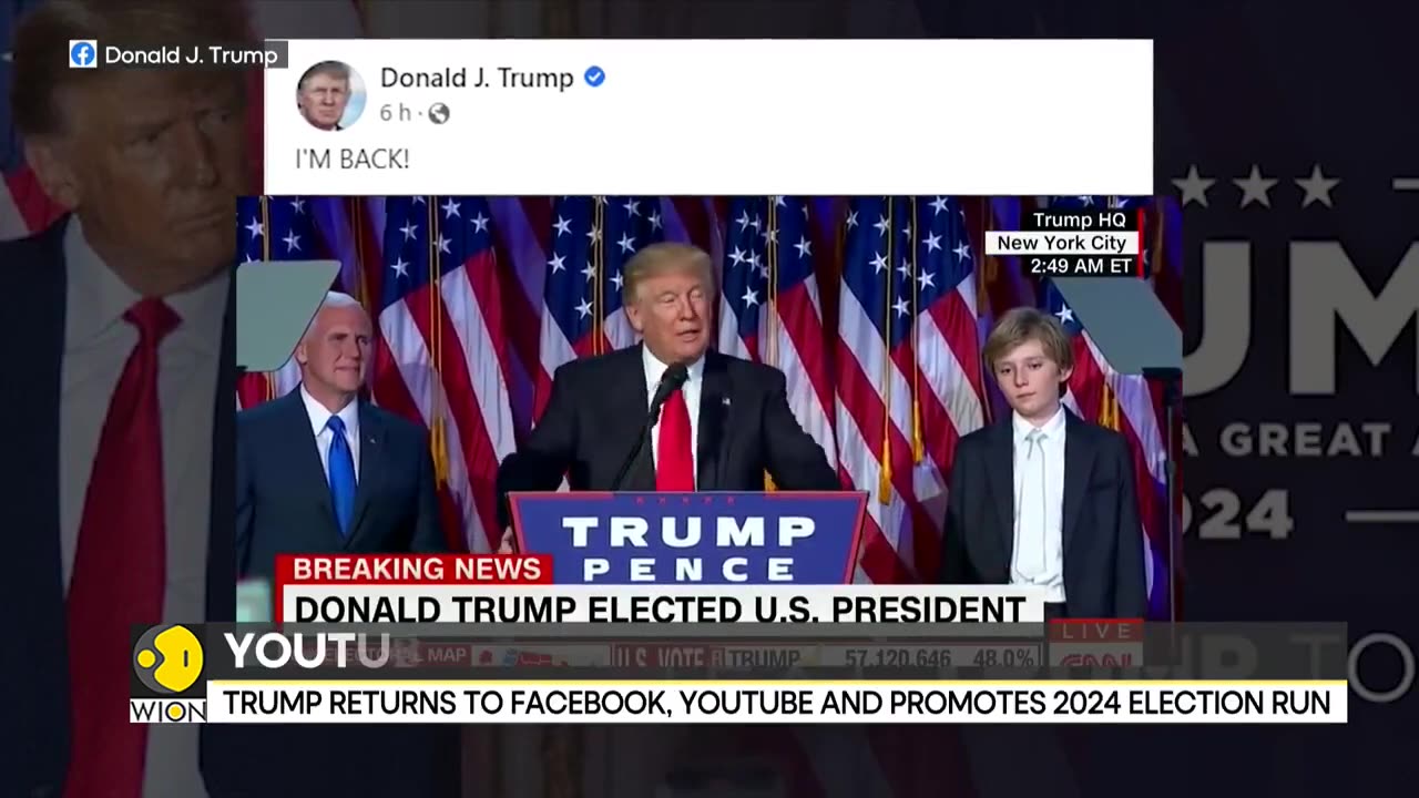 Former U.S. President Donald Trump returns to YouTube, Facebook; posts ...