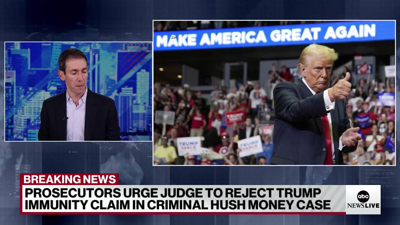 Prosecutors urge judge to reject Trump immunity claim in hush money case Prosecutors urge judge to reject Trump immunity claim in hush money case