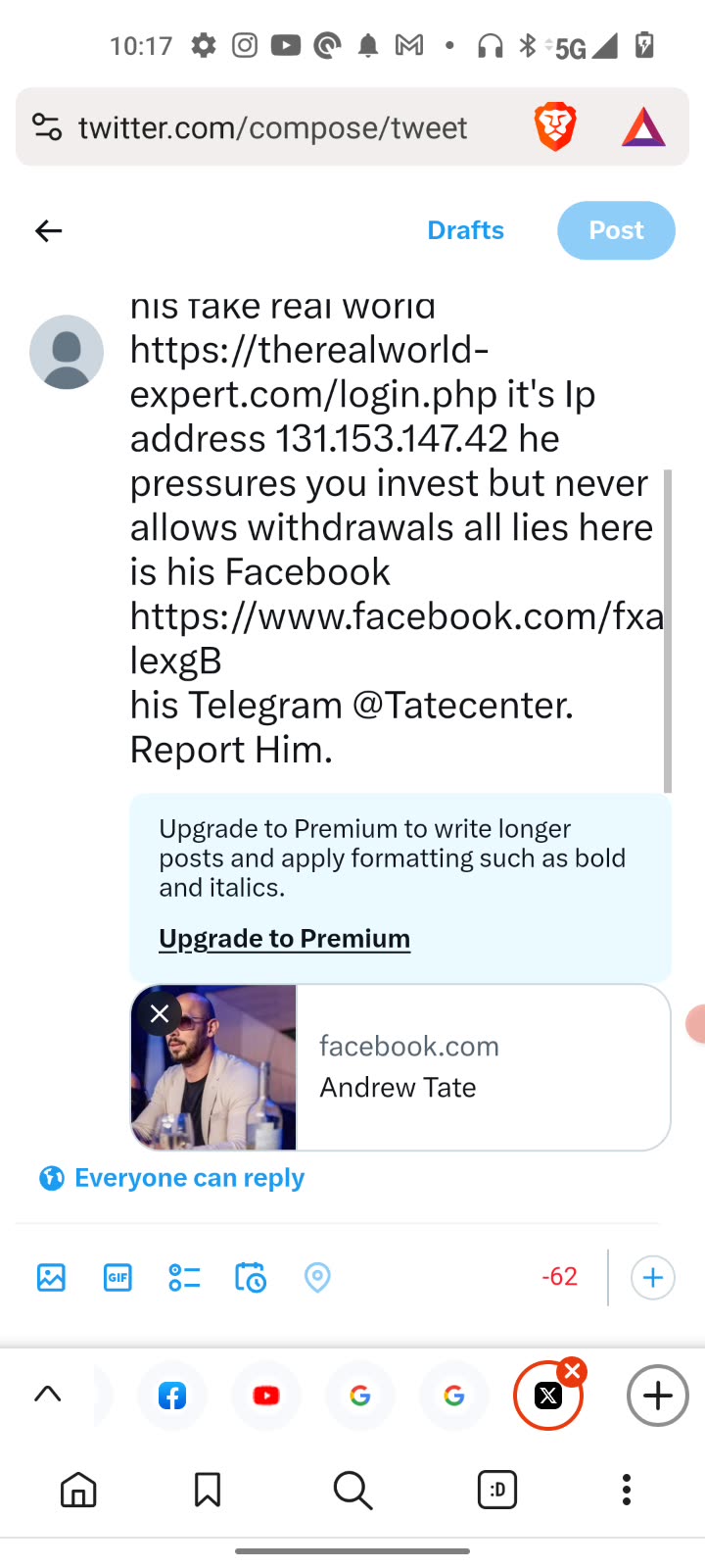 Fake Andrew Tate Exposed Doxed etc losses 2k followers overnight report ...