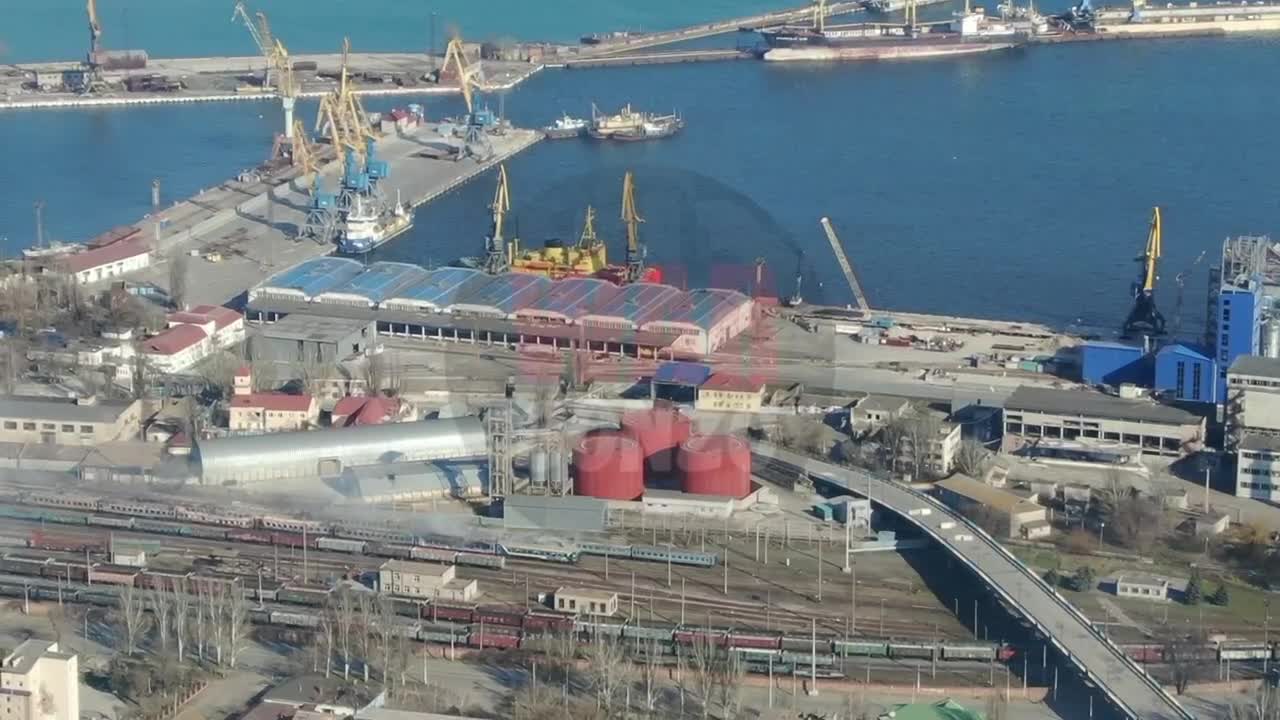 Aerial photography of the port of Mariupol, where remnants of the Armed ...