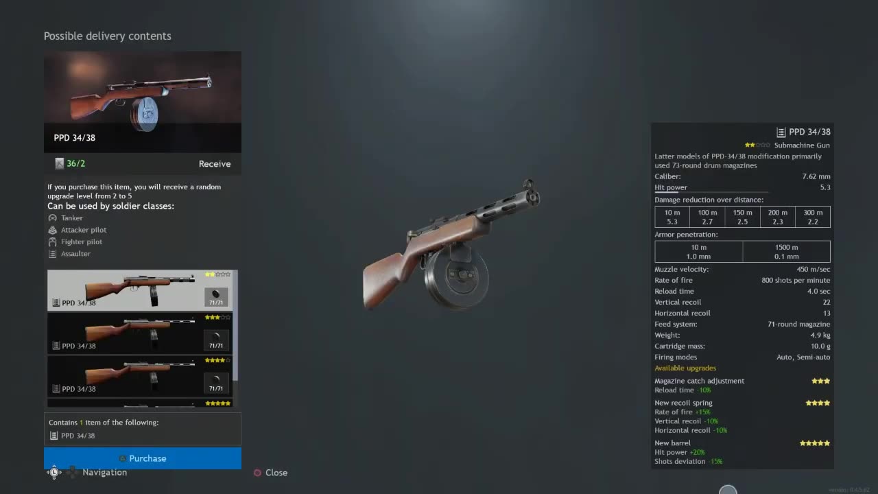 Enlisted War Daily : Make PPD 34/38 Degtyaryov's machine pistol Great ...