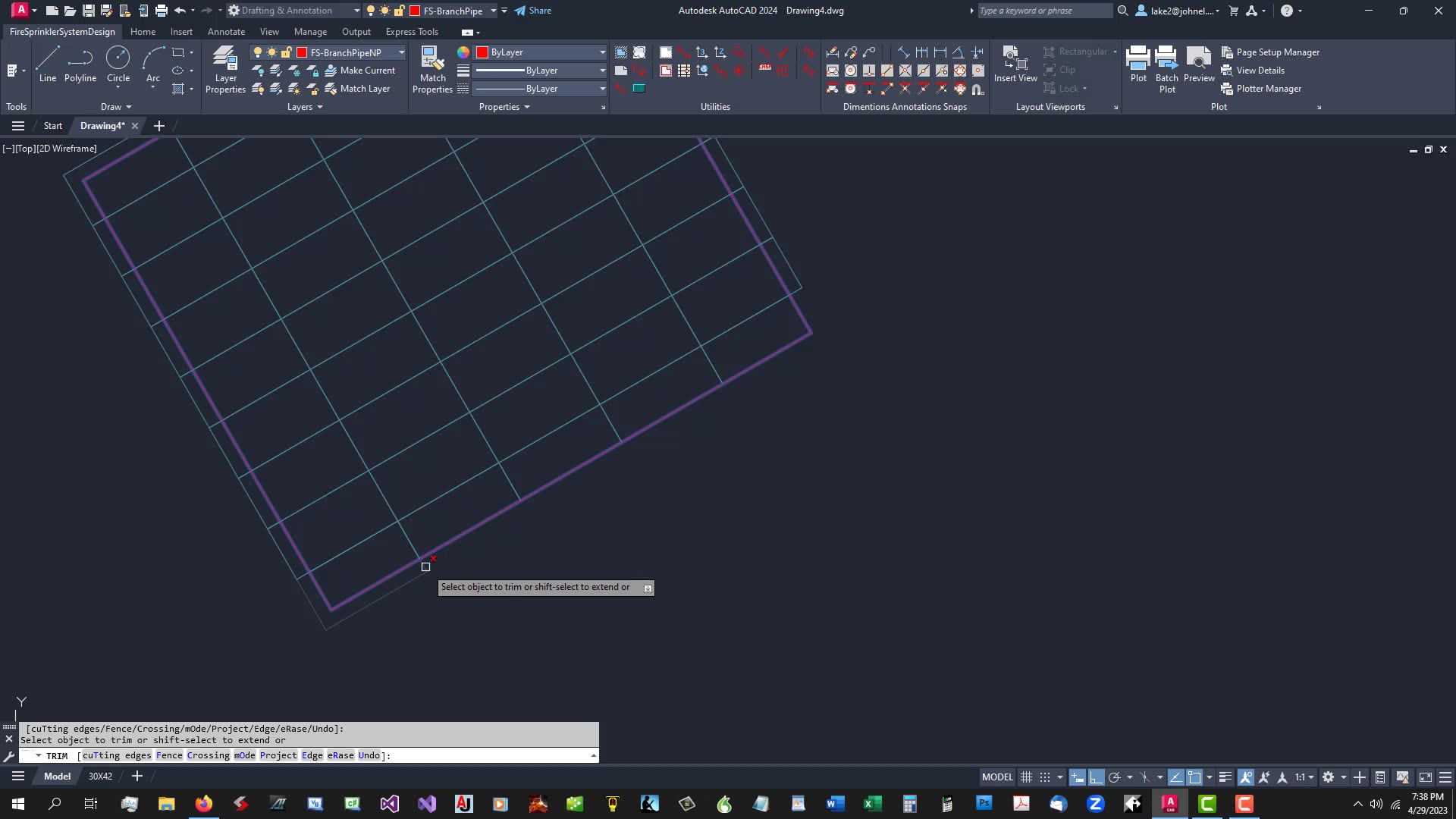 Reflected Ceiling Grid Tools Using Fire Sprinkler System Design Software