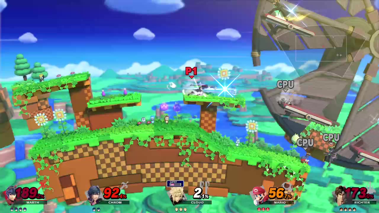 Marth Vs Chrom Vs Cloud Vs Mario Vs Richter on Windy Hill Zone (Super ...