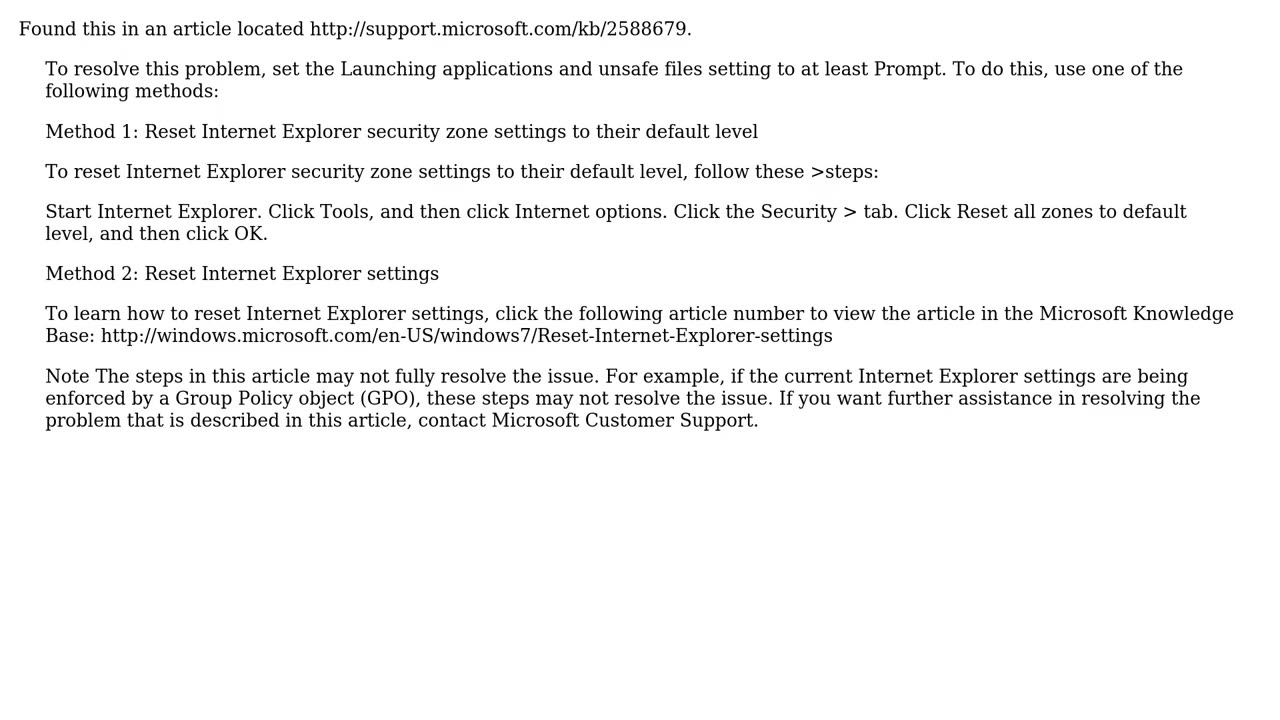 Why Does This Message Your Internet Security Settings Prevented One