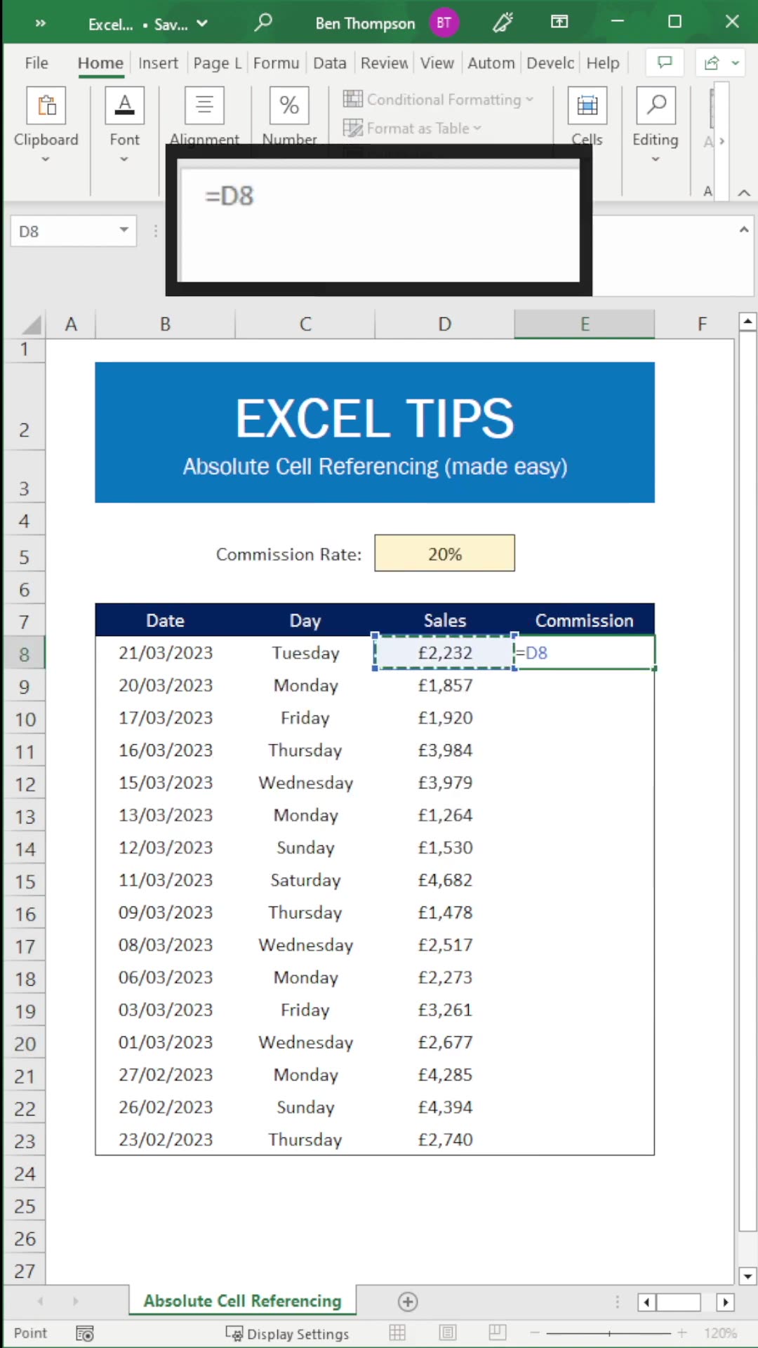 Mastering Excel: Locking Cell References for Accurate Formulas - Tutorial