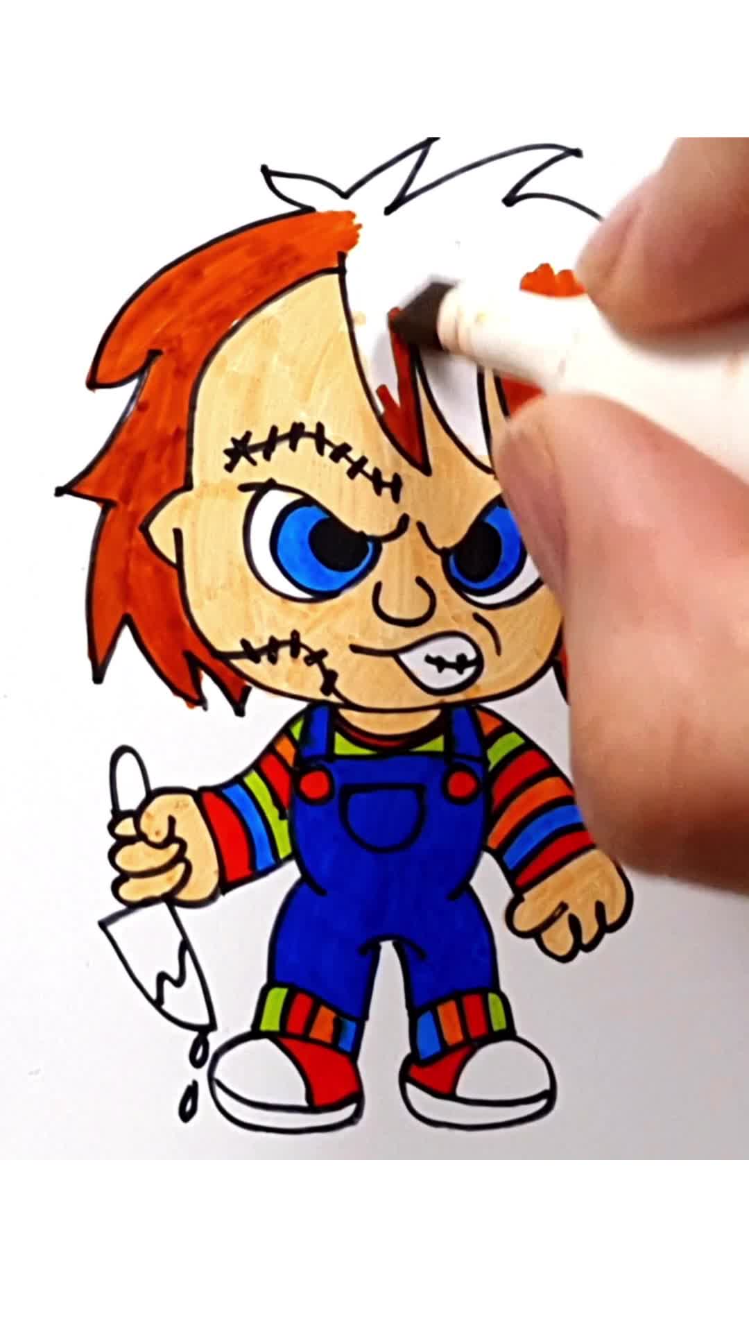 How to draw and paint Chucky from Child's Play