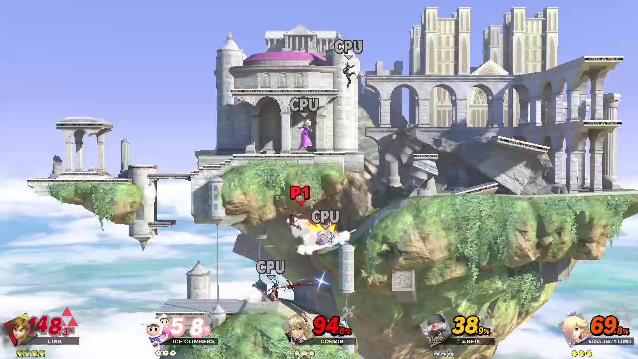 Link Vs Ice Climbers Vs Corrin Vs Sheik Vs Rosalina and Luma on Temple ...