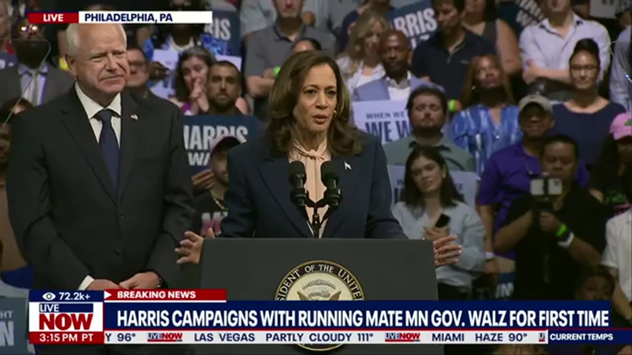WATCH IN FULL: Harris and Walz make first official appearance at rally ...