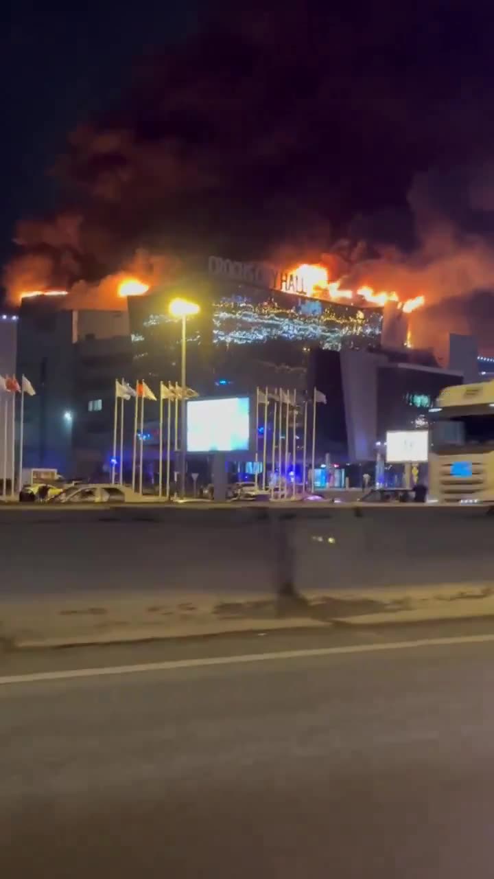 Crocus City Hall on Fire after Suspected Terrorist Attack